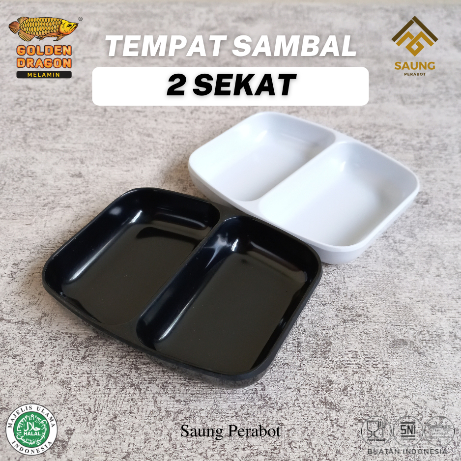 Jual Tempat Sambal Wadah Saos 2 Sekat Tempat Wasabi Melamin P2 Golden ...