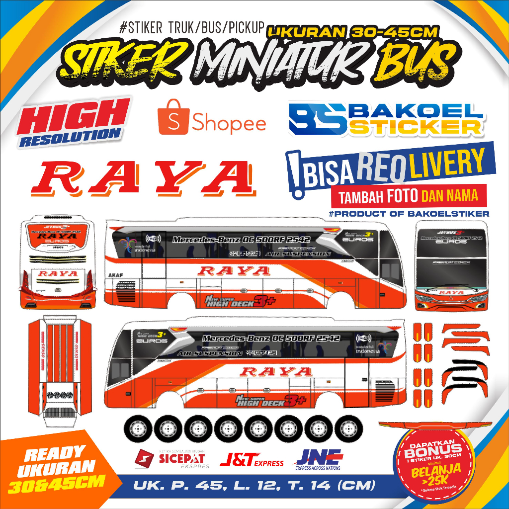Jual STIKER MINIATUR BUS JB3/2 UKURAN 30/45CM #1 | Shopee Indonesia