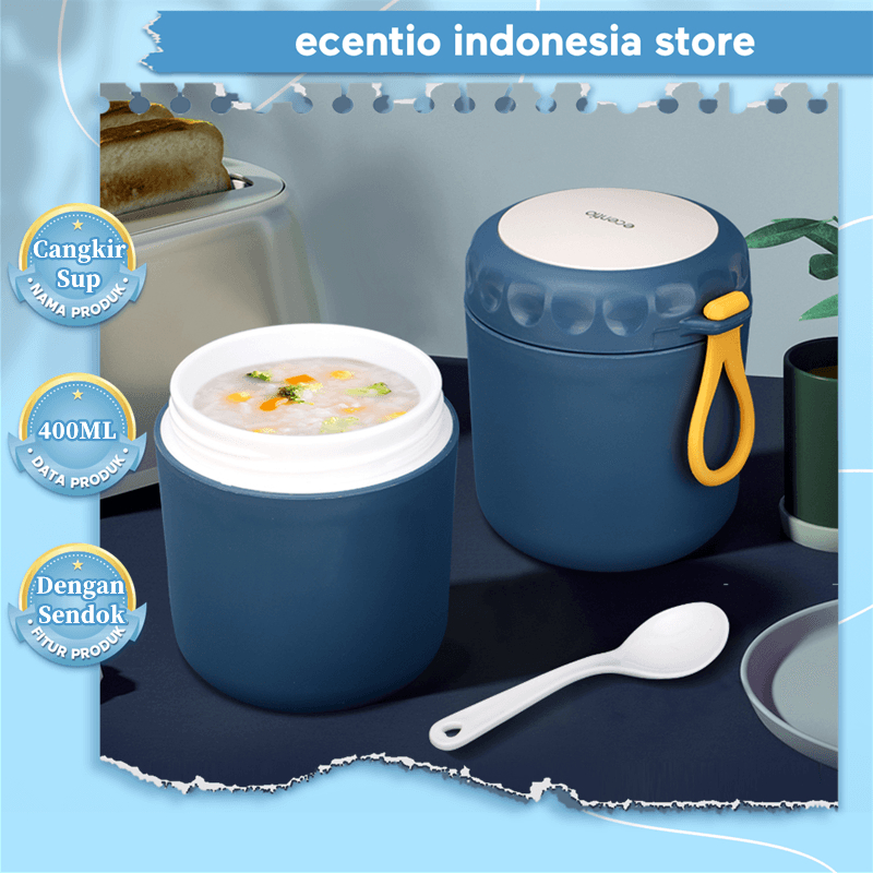Jual ecentio cangkir sup 400ML tahan panas cup soup anti tumpah ...