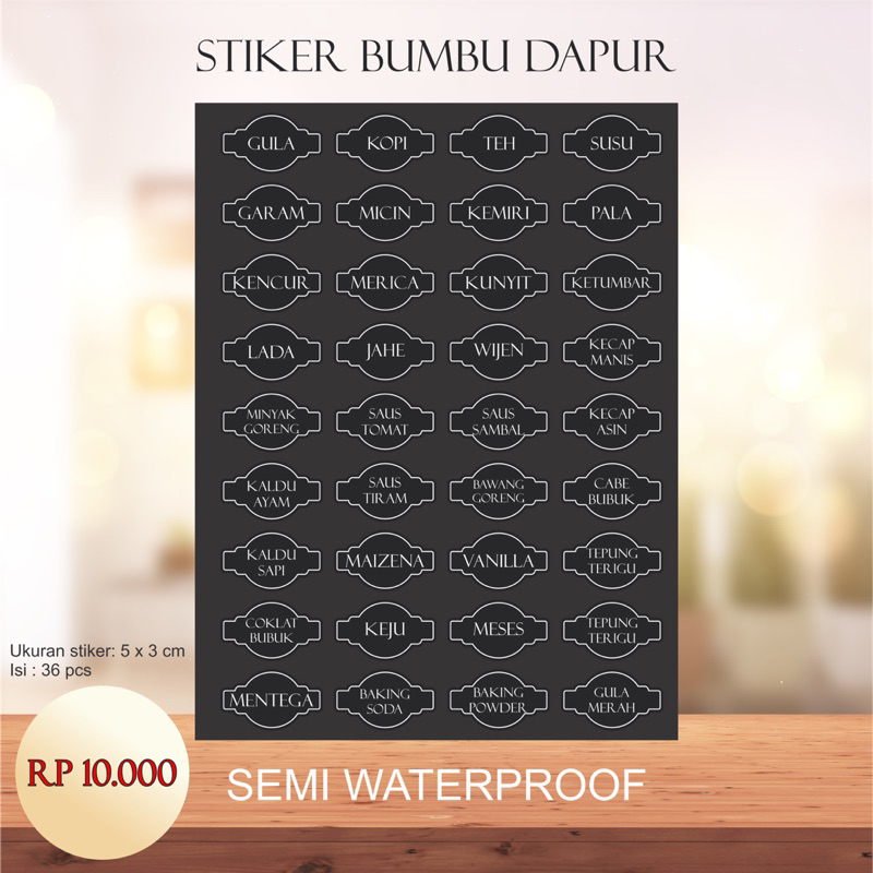 Jual Stiker Bumbu Dapur (Semi Waterproof) | Shopee Indonesia
