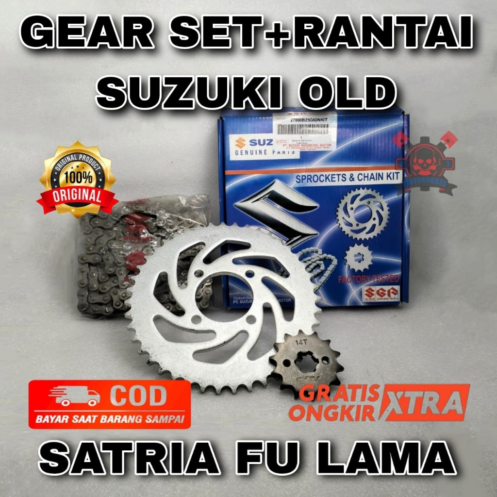 Jual GEAR SET+RANTAI SUZUKI OLD BUAT MOTOR SATRIA FU LAMA KUALITAS ASLI ...