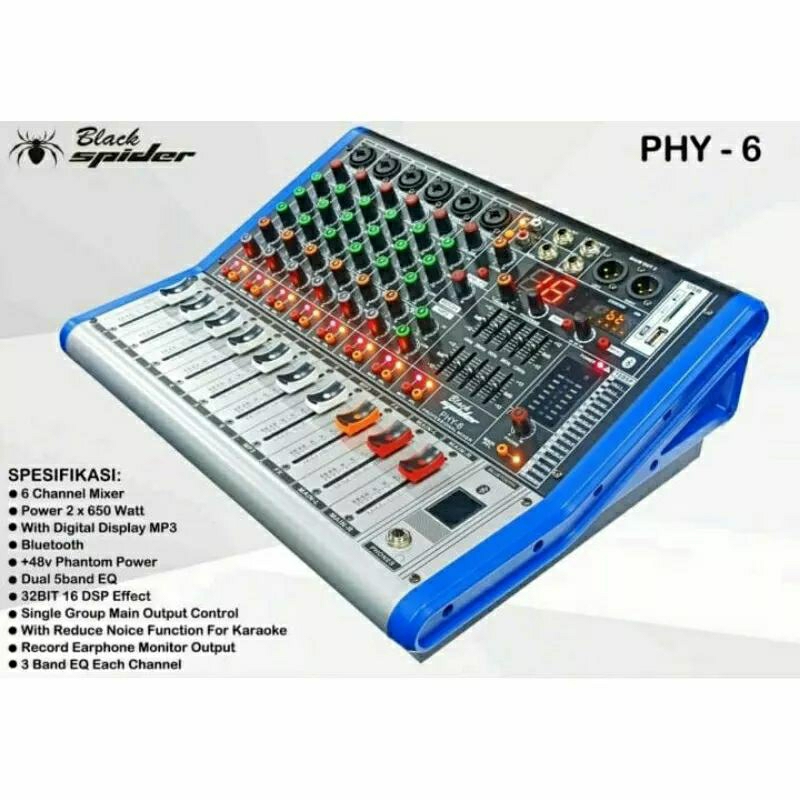 Jual Power Mixer Black Spider 6 Channel PHY - 6 | 1300 Watt | Shopee ...