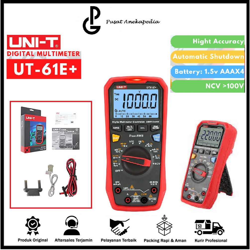 Jual UNI-T UT61E+ Professional Digital Multimeter Tester True RMS UT61E ...