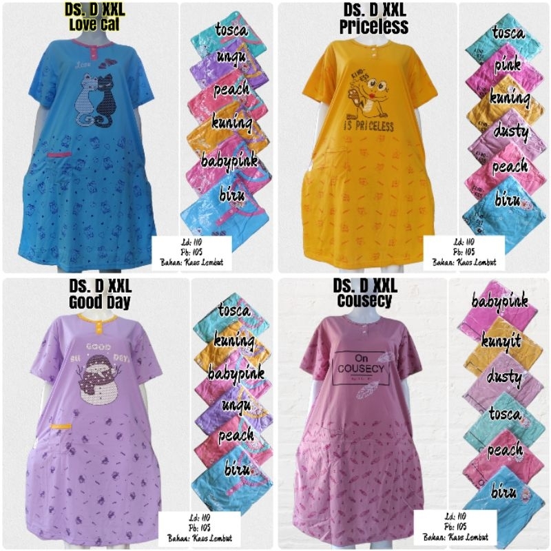 Jual 4 PCS DASTER KAOS JUMBO / STANDAR DASTER TIDUR WANITA DEWASA BUMIL ...