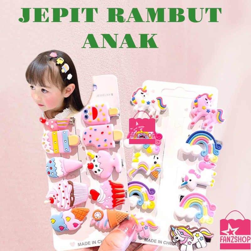 Jual FS Jepit Rambut Anak Perempuan Lucu 10 in 1 Jepitan Rambut Fashion ...