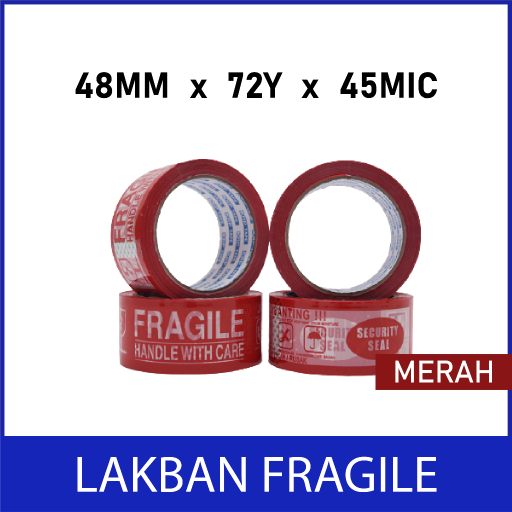 Jual LAKBAN FRAGILE MERAH 72 Yard / LAKBAN JANGAN DIBANTING MERAH ...