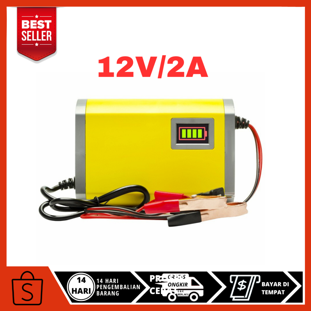 Jual Alat Cas Aki 12V 2A Portable Otomatis Charger Aki Portable 12V/2A ...