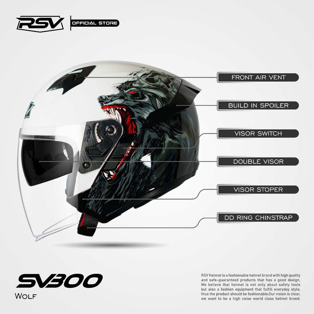 Jual HELM RSV SV300 WOLF DOUBLE VISOR | Shopee Indonesia