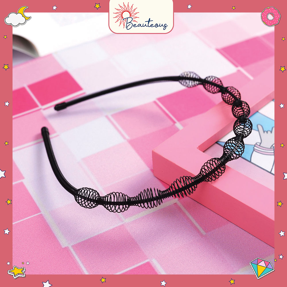 Jual Bando Rambut Kawat Hitam Headband Korea Model Sisir Zigzag Spiral ...