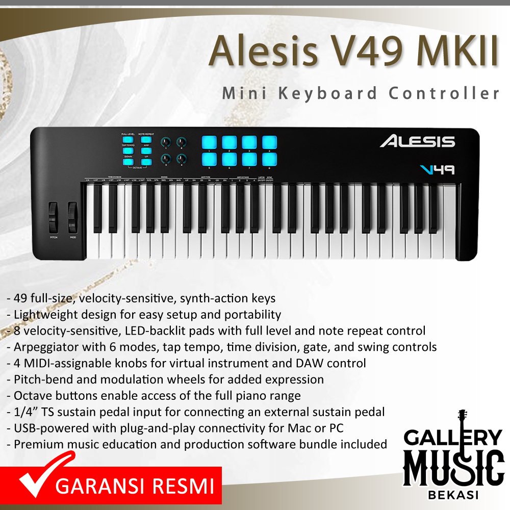 Jual Alesis V49 MKII USB MIDI Keyboard Controller / V49 MK2 / V49MKII ...