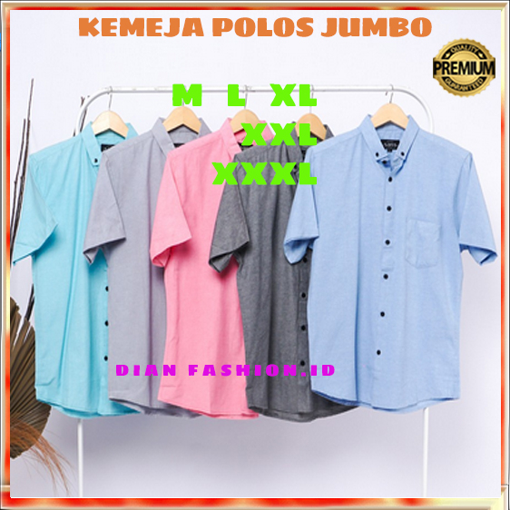 Jual Kemeja Polos Pria Lengan Pendek Cowok JUMBO Baju Putih Hitam BIG SIZE XXL XXXL | Shopee ...
