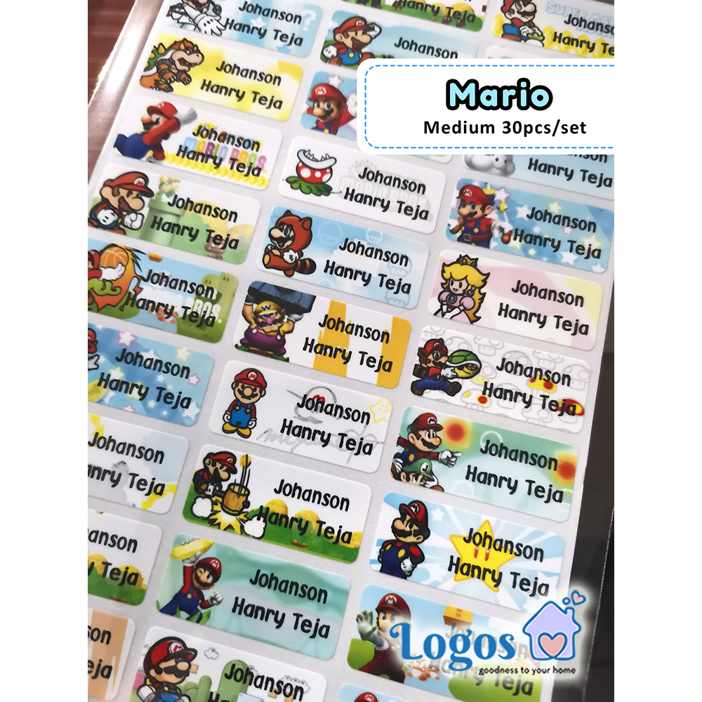 Jual Mario Bros Stiker nama waterproof Name Label Sticker name Luigi ...