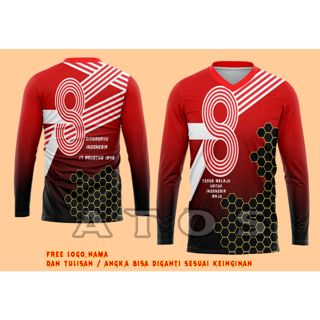 Jual Kaos Jersey Lengan Panjang 17 Agustusan HUT RI KE 78 Art01 | Shopee Indonesia