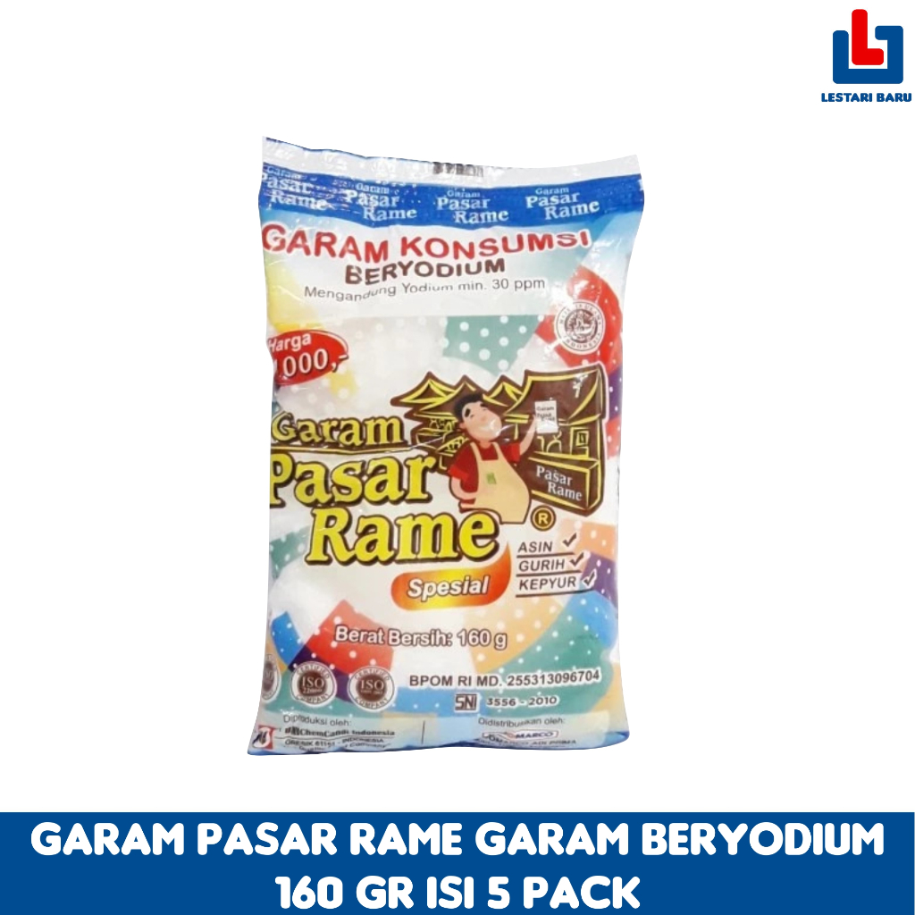 Jual Garam Pasar Rame Garam Beryodium 160 gr ISI 5 PACK | Shopee Indonesia