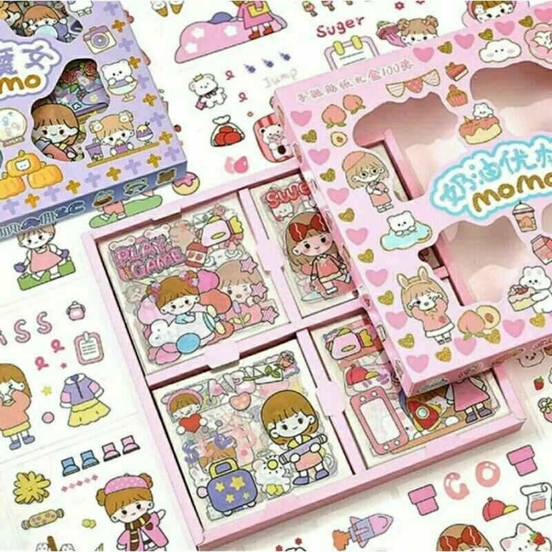 Jual Sticker Waterproof Sticker Momo 1 Box isi 100 Lembar, Motif Momo ...