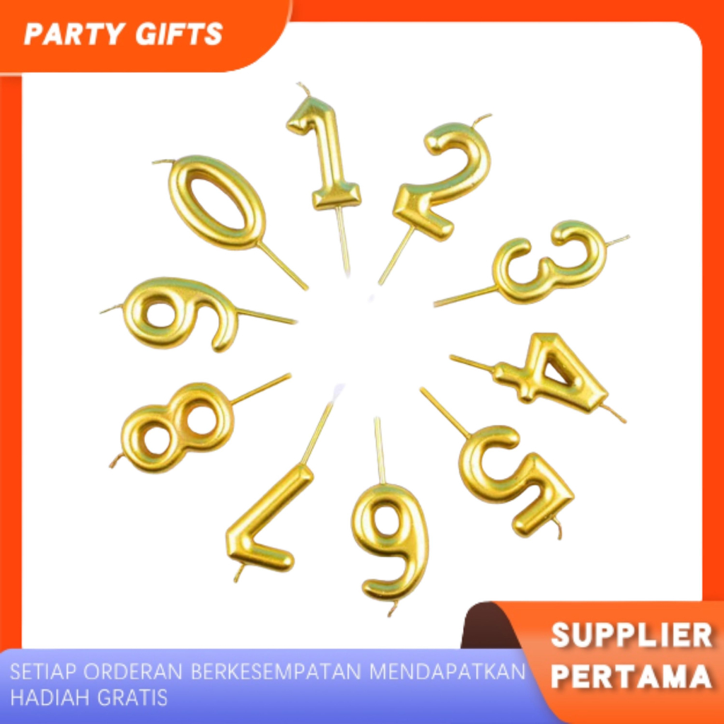 Jual Lilin Ulang Tahun Angka Warna Gold Silver Rose Gold Metalik Ukuran ...