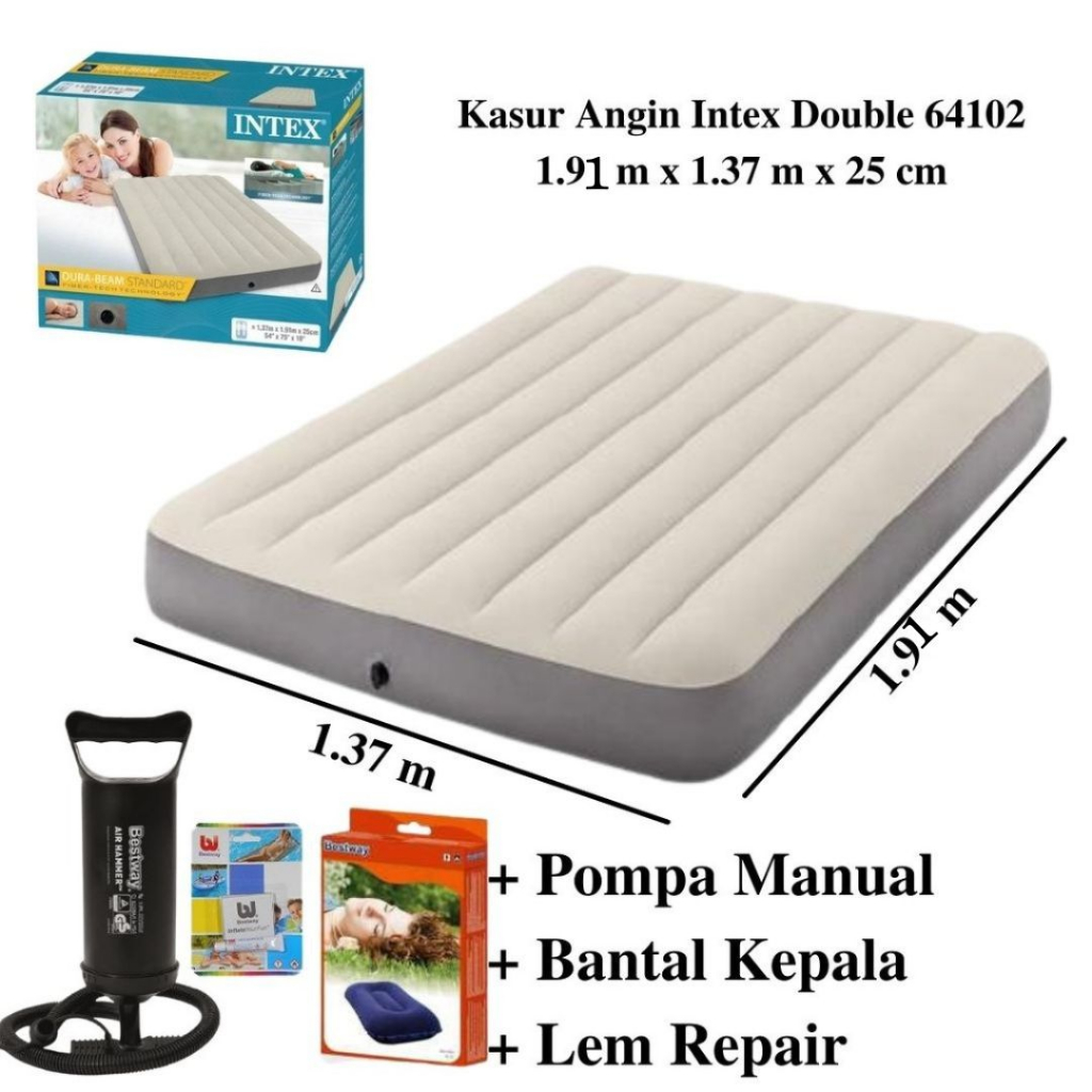Jual Kasur Angin INTEX Durabeam Double 64708 FREE Pompa Manual + Bantal ...