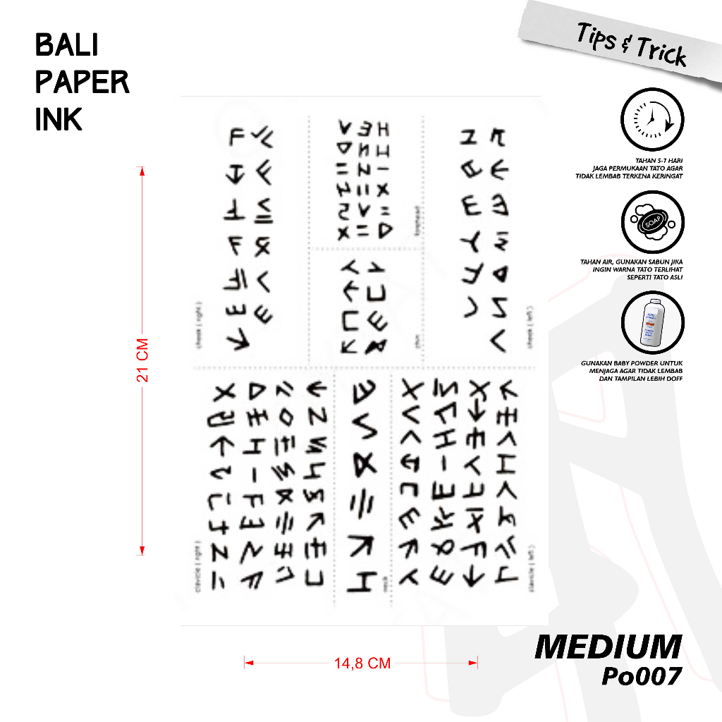 Jual Bali Paper Ink PO007 Letter Tato Temporer Basic Bali Paper Ink ...