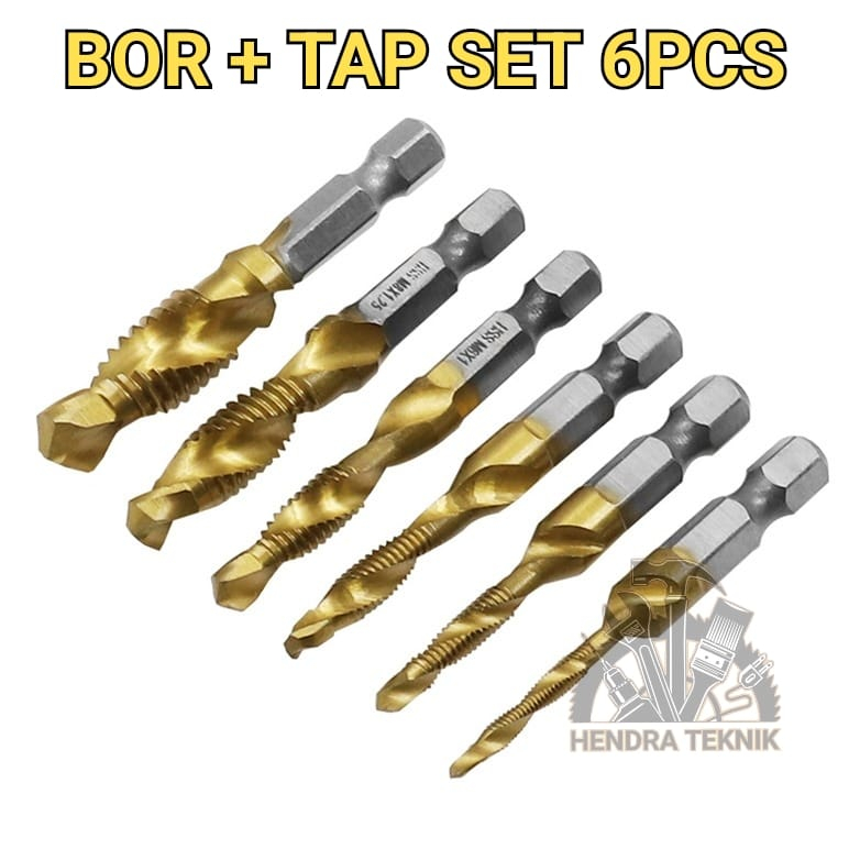 Jual Handtap set 6 pcs hand tap mesin drill & tap bor set 6pcs alat ...