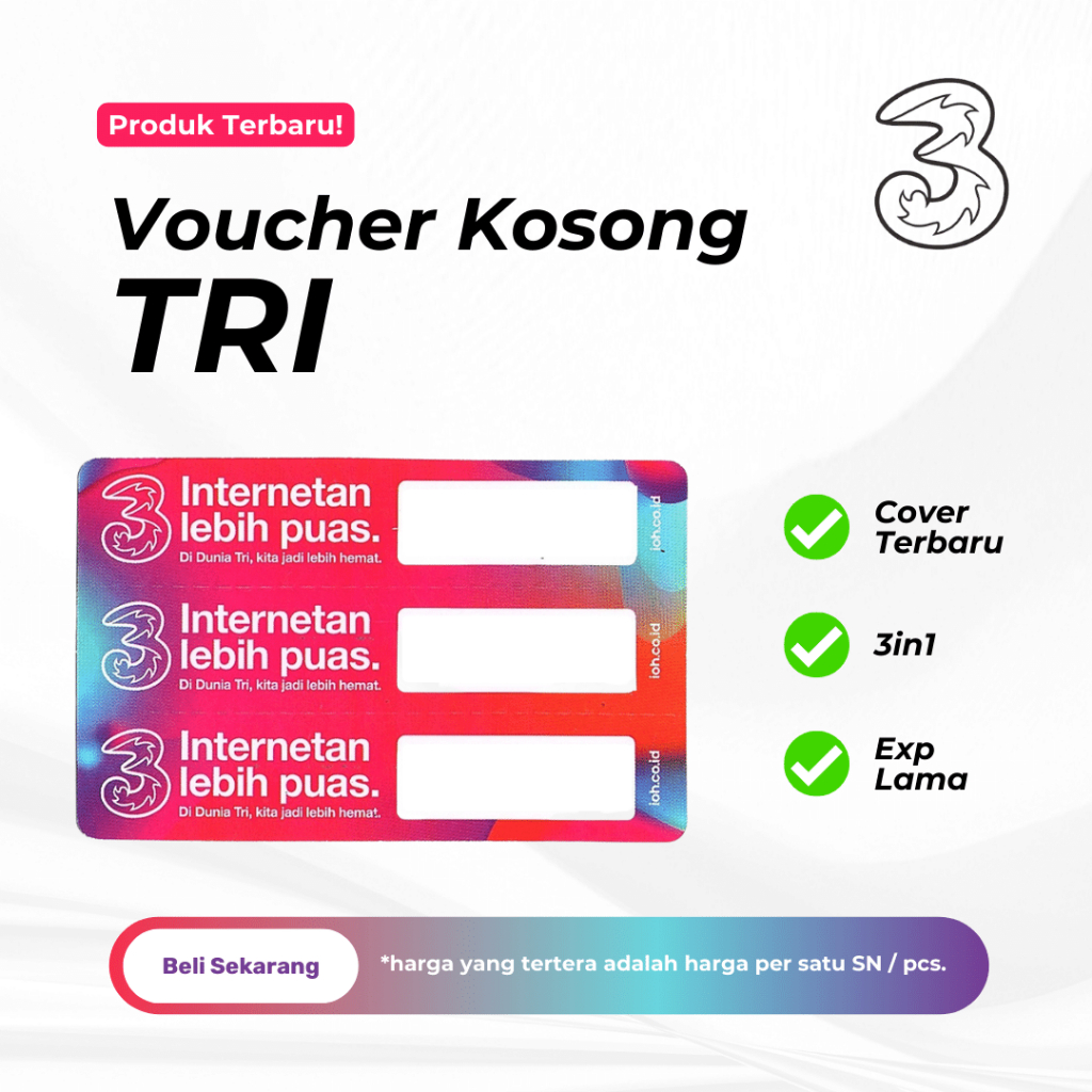 Jual Voucher Kosong Tri Kirim Fisik- Voucher Kosong Tri-VCR TRI ZERO | Shopee Indonesia