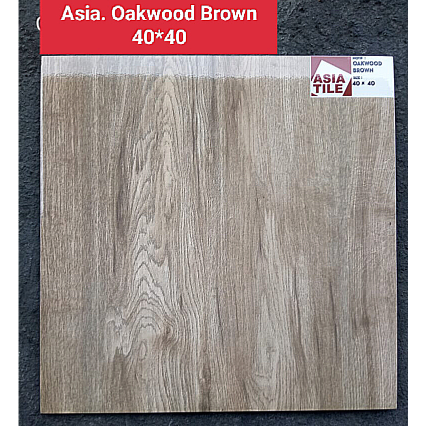 Jual asia tile oakwood brown 40x40 motif kayu kw1 keramik | Shopee ...