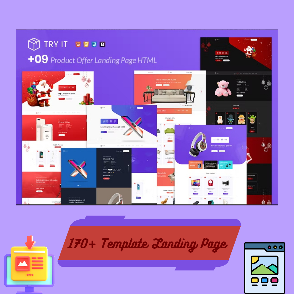 Jual Kumpulan 170+ Source Code Template Landing Page Menggunakan HTML, CSS, JavaScript ...
