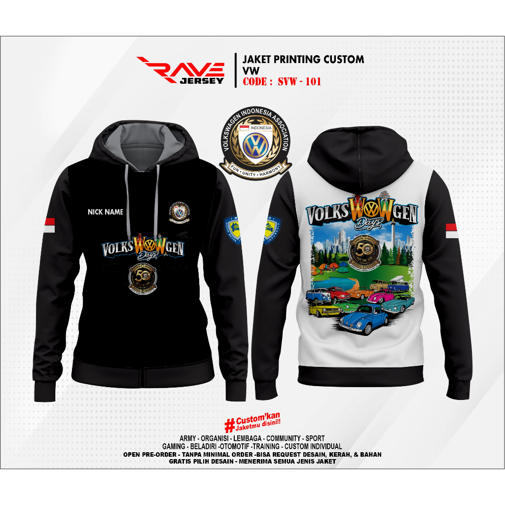 Jual JAKET MOBIL CLASSIC VOLKSWAGEN VW FULL PRINTING SUBLIMATION CUSTOM ...