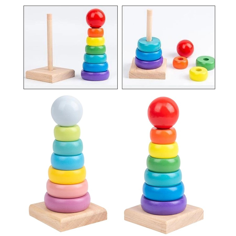Jual Puzzle Kayu Menara Donat - Rainbow Tower Donut 14cm -Mainan Kayu ...