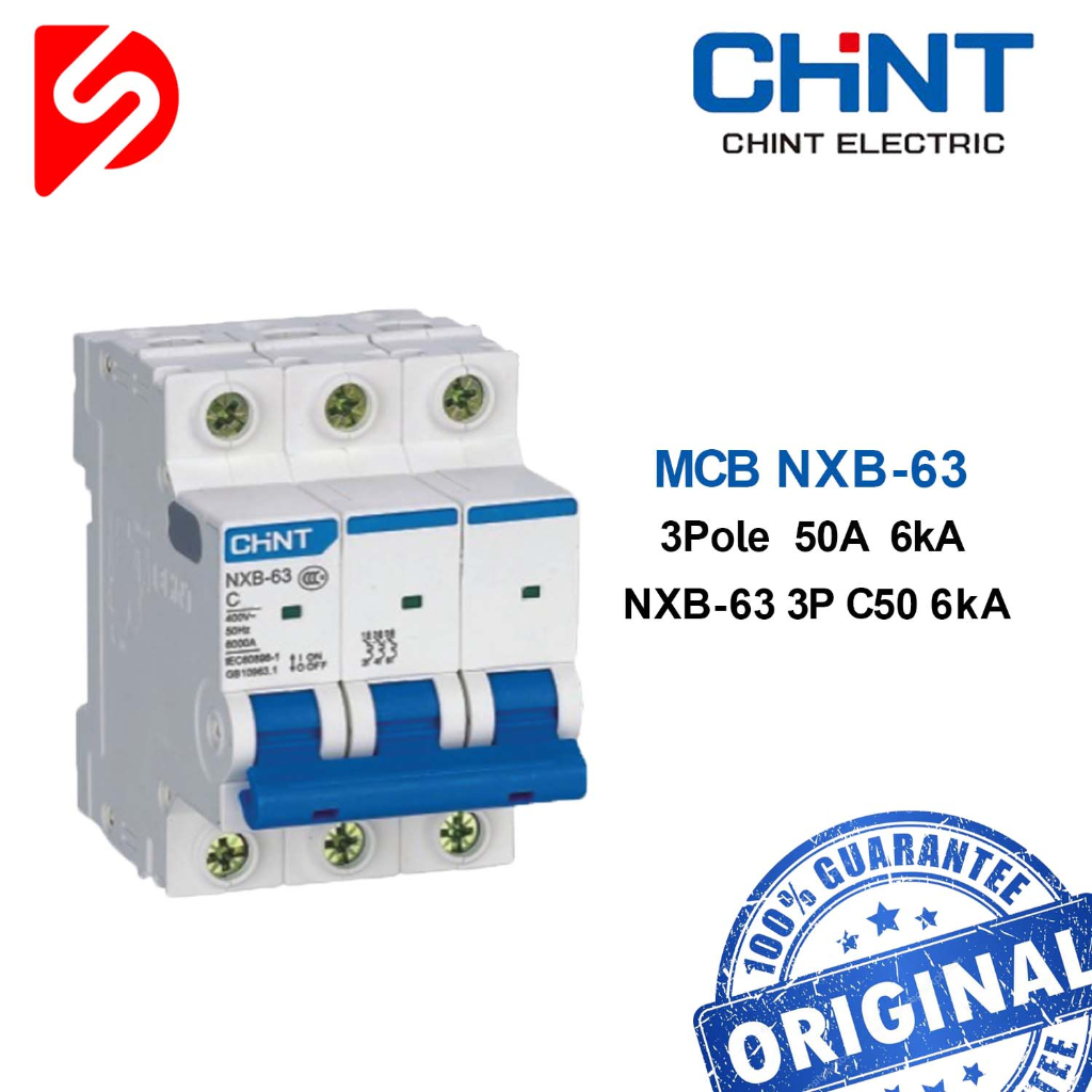Jual Miniature Circuit Breaker (MCB) "NXB-63 3P C50" 50A 6kA CHINT | Shopee Indonesia