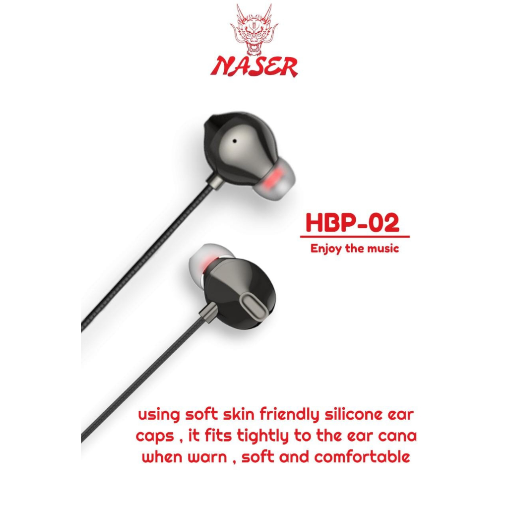 Jual NASER HANDSFREE HBP-02 / Handsfree Plus Mic Compatible With All / Ergonomic Design in-ear ...