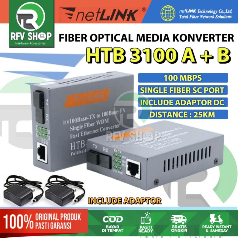 Jual Htb3100 Htb 3100 A B Side 10 100mbps Netlink Single Fiber Optic Fo