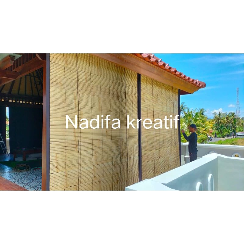 Jual Tirai krey bambu waterproof / penghalau panas dan hujan/ krei jendela / gorden / kerai 1 ...