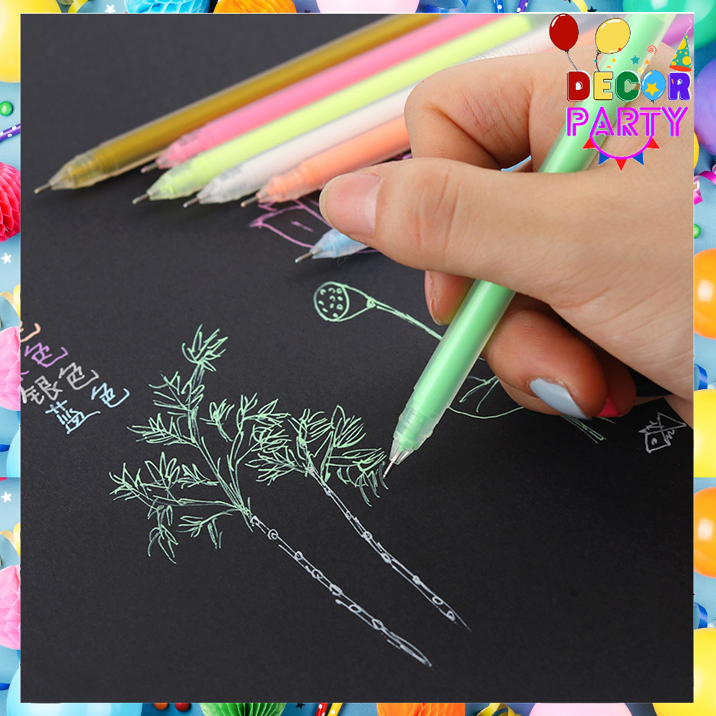 Jual DP Pena Tinta Glitter Metalik 0.9mm Warna Warni Emas Putih Silver ...