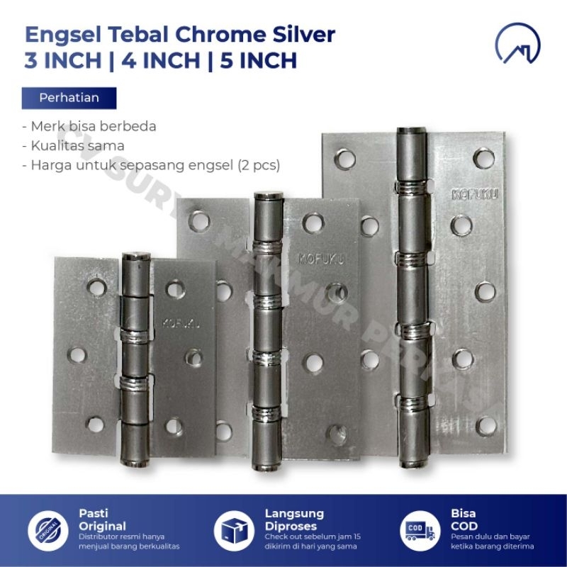 Jual Engsel Pintu Tebal Kuat Ukuran 5 inchi x 3 inchi Satin Putih ...