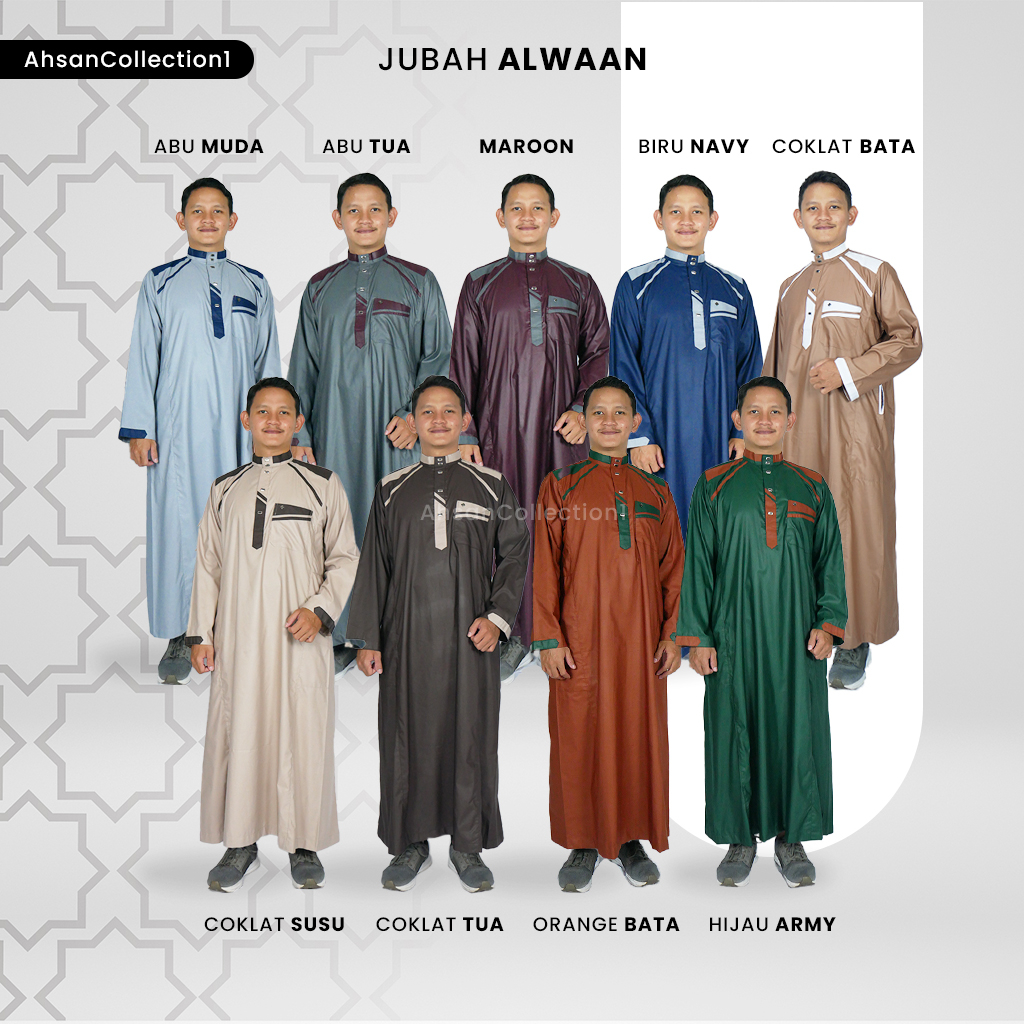 Jual [JD018] - Baju jubah gamis pria dewasa ALWAAN Motif Dua Warna ...