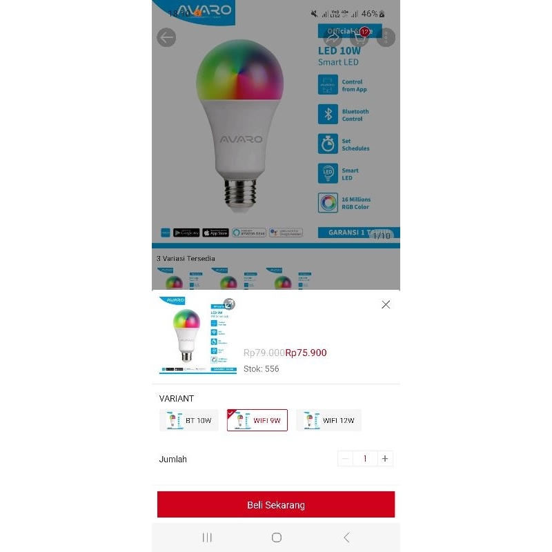 Jual Avaro Lampu Smart LED Bluetooth WIFI 9W Smart Bulb (RGB + WW) | Shopee Indonesia