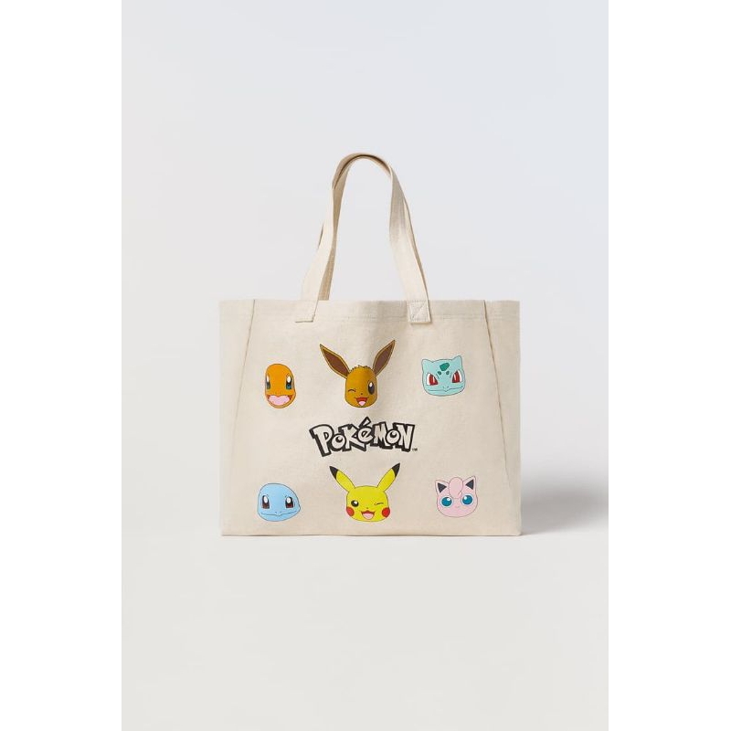 Jual NEW ZARA TOTE BAG SHOPPER POKEMON PIKACHU MPORT PREMIUM KANVAS BAG ...