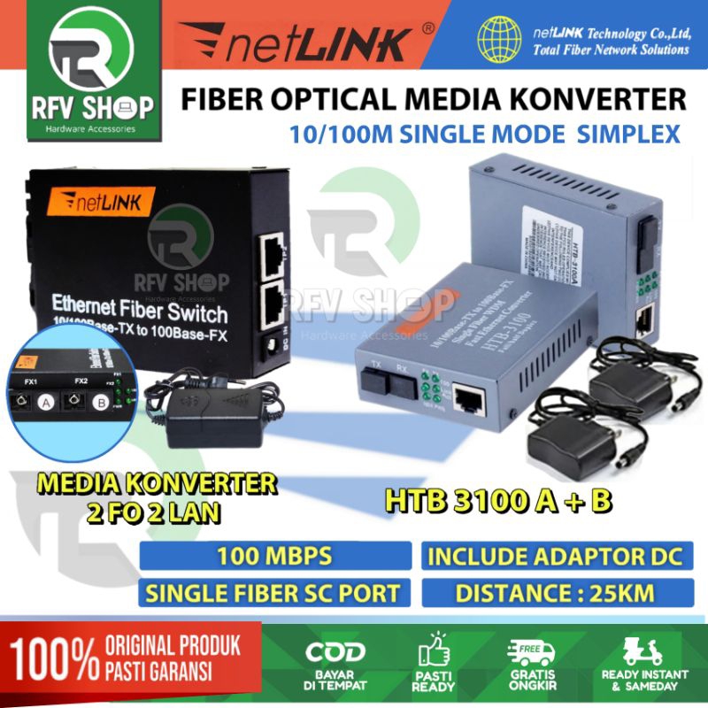 Jual MEDIA CONVERTER HTB 3100 A+B / 2 FO 2 LAN SWITCH FIBER OPTIC ETHERNET NETLINK | Shopee ...