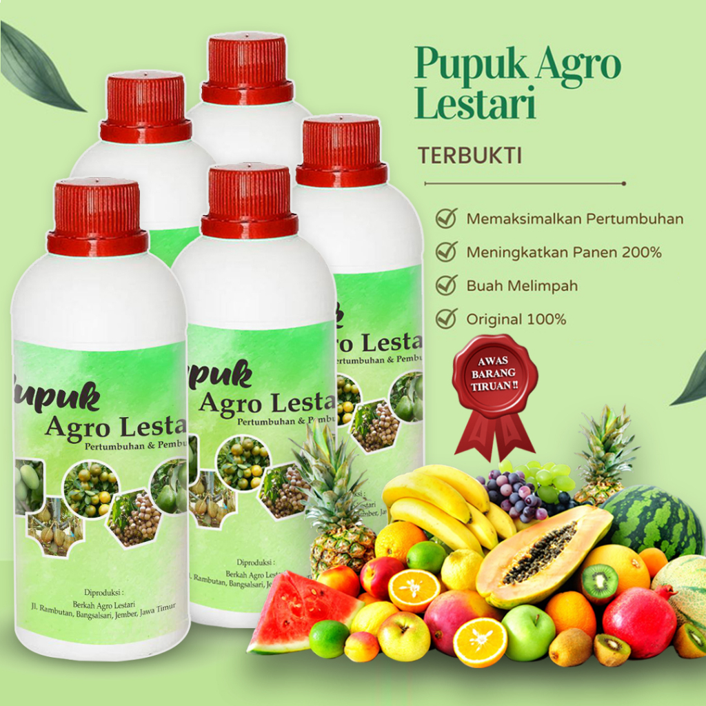Jual Pupuk Agro Lestari Penyubur Perangsang dan Pelebat Buah - Pupuk Agro Lestari Paket 5 Botol ...