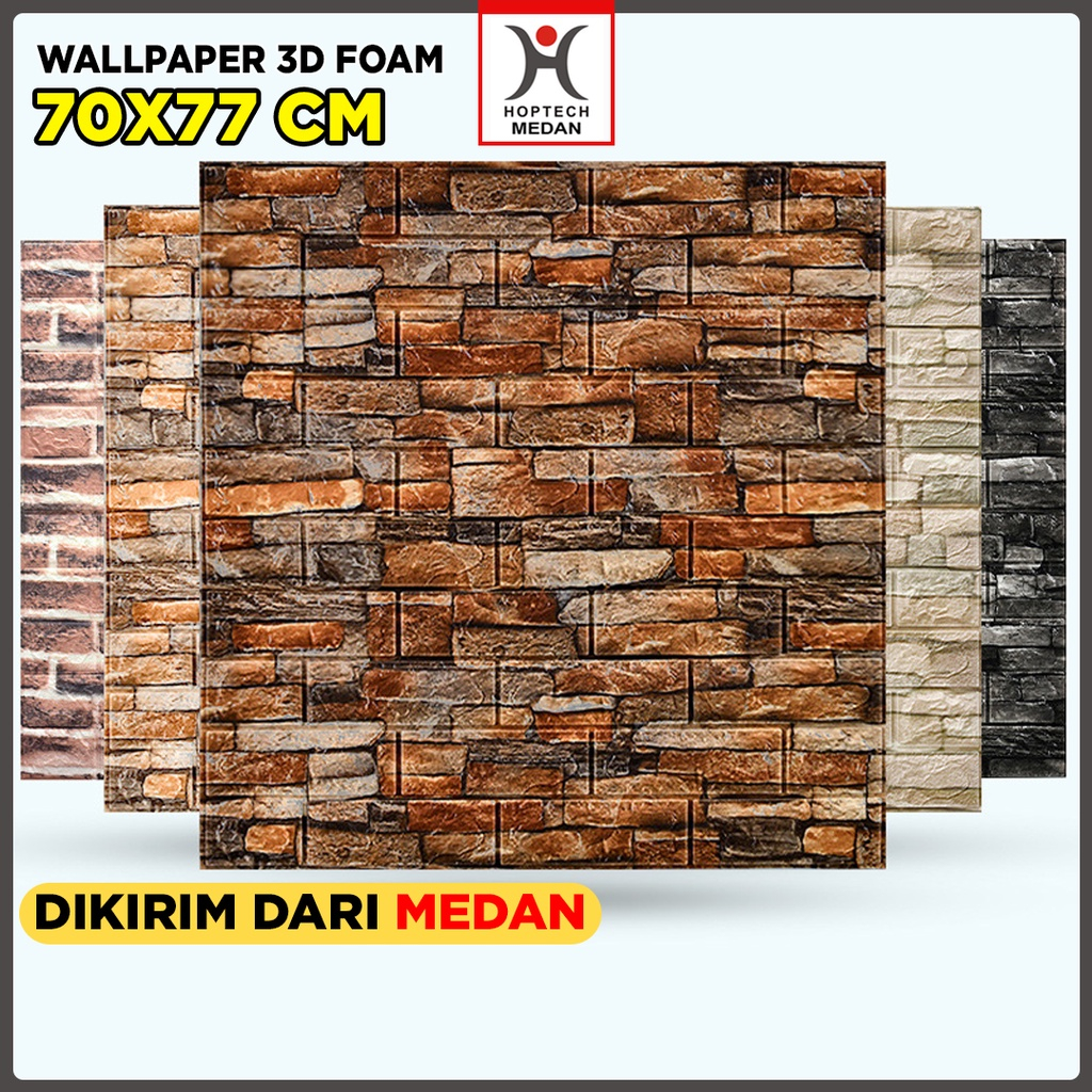 Jual Wallpaper Dinding 3D bata motif Batu Alam / wallpaper 3D Foam ...
