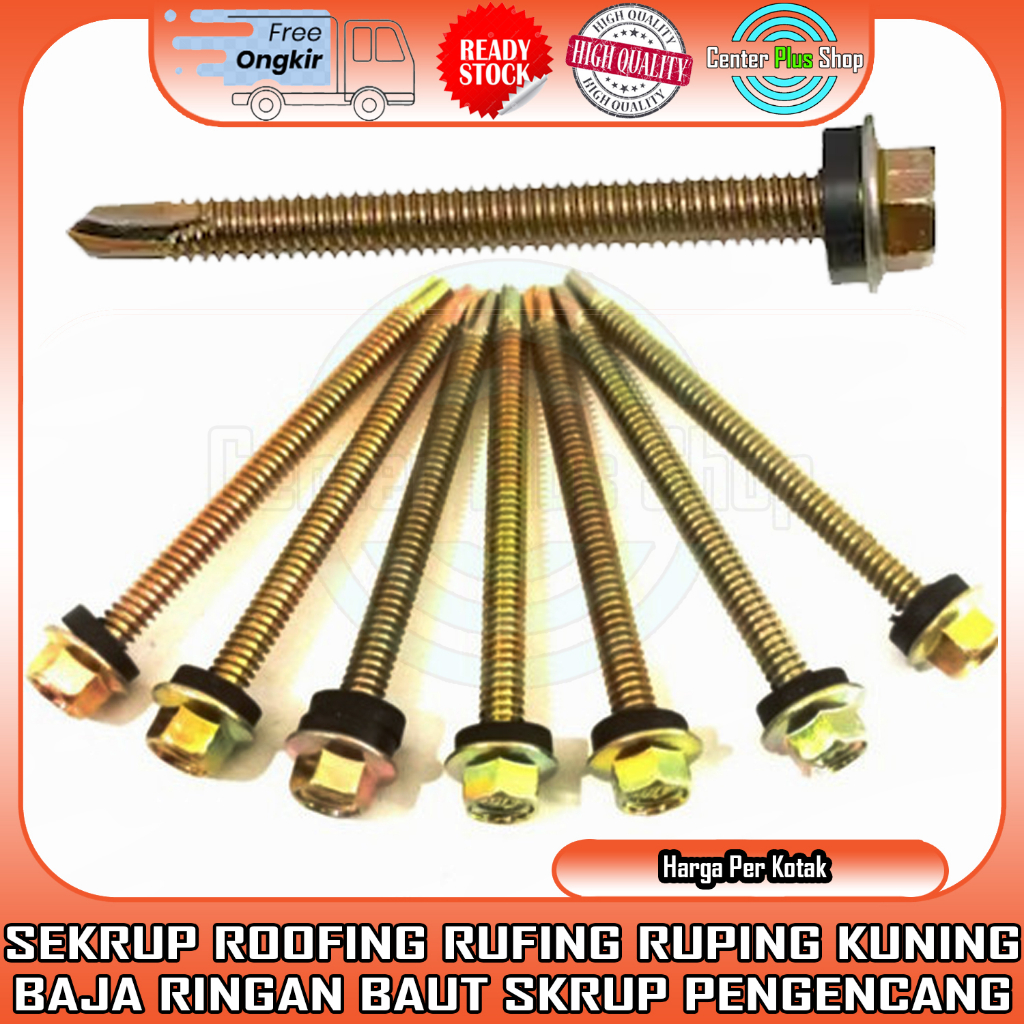 Jual SEKRUP SKRUP ROOFING PER KOTAK RUFING RUPING KUNING BAUT BAJA RINGAN UKURAN 40 30 75 ...
