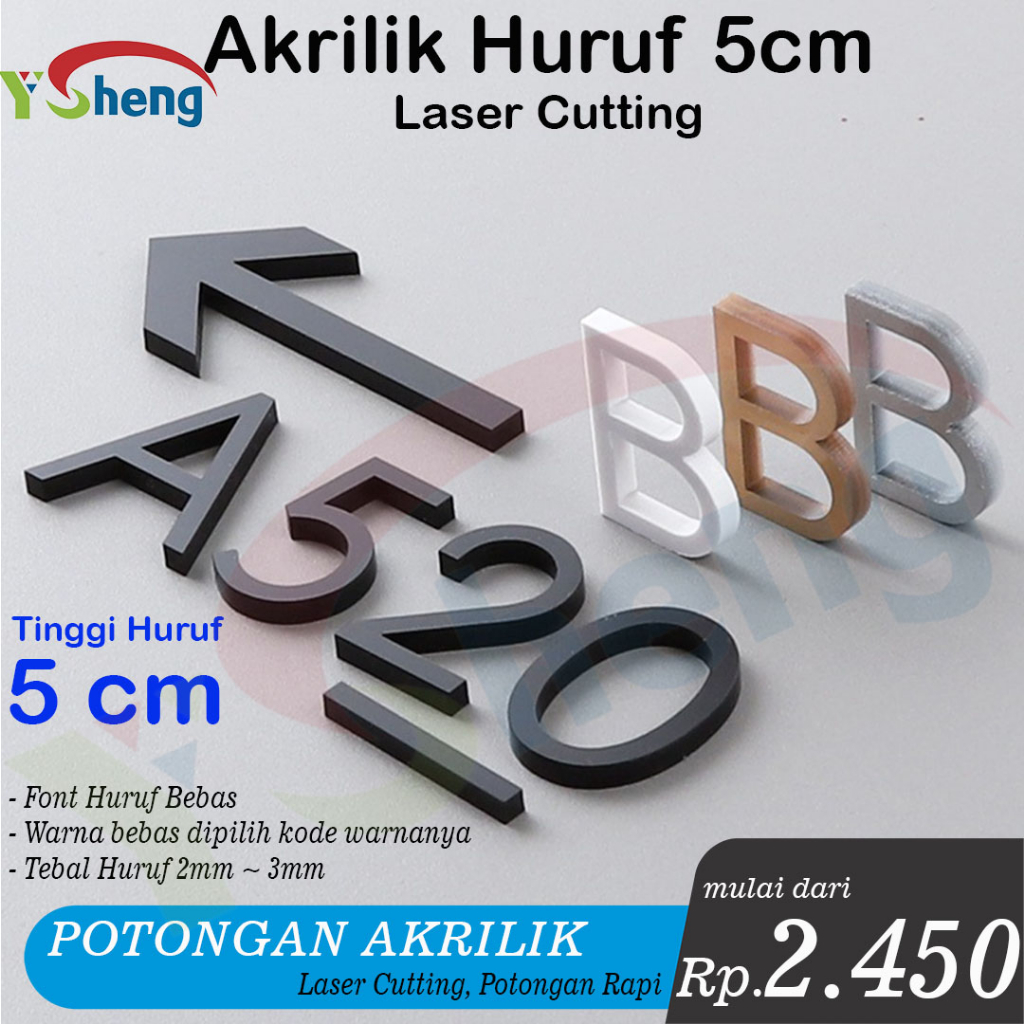 Jual Akrilik Huruf Tinggi 5cm / Letter Acrylic Custom / Laser Cutting ...