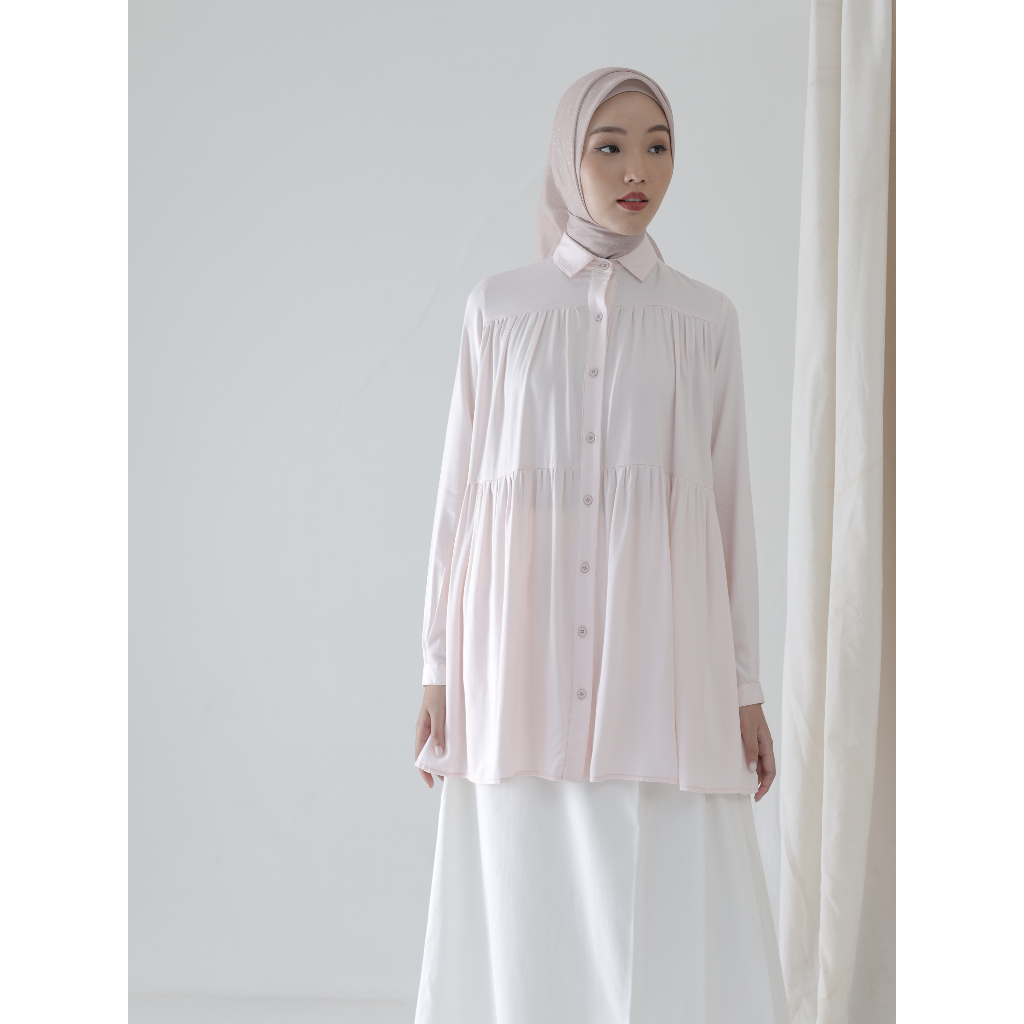 Jual Gendhis by Aska Label - Atasan wanita muslim rayon warna putih offwhite, raspberry maroon ...