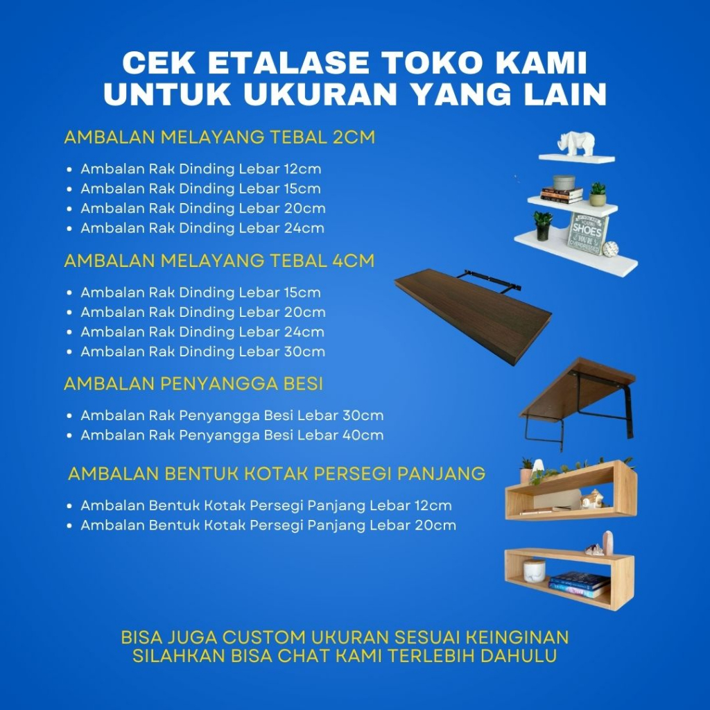 Jual Rak Ambalan Dinding Minimalis Extra Lebar 30 cm Buku Kayu Tempel ...