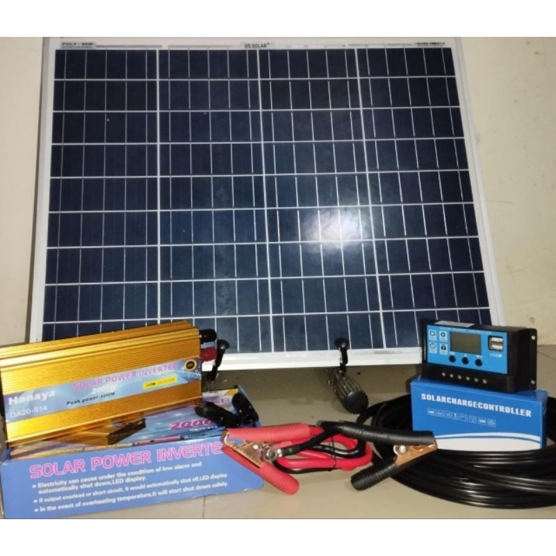 Jual Solar Panel Lengkap Satu Set 50 Wp Inventer 2000 Watt | Shopee ...