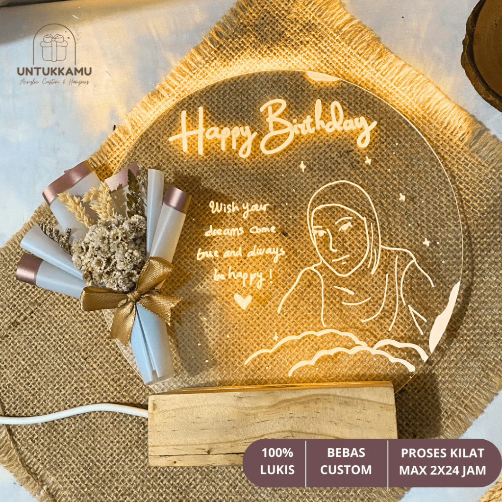 Jual CUSTOM ACRYLIC LED BUCKET BUNGA KADO ULANG TAHUN / BIRTHDAY GIFT ...