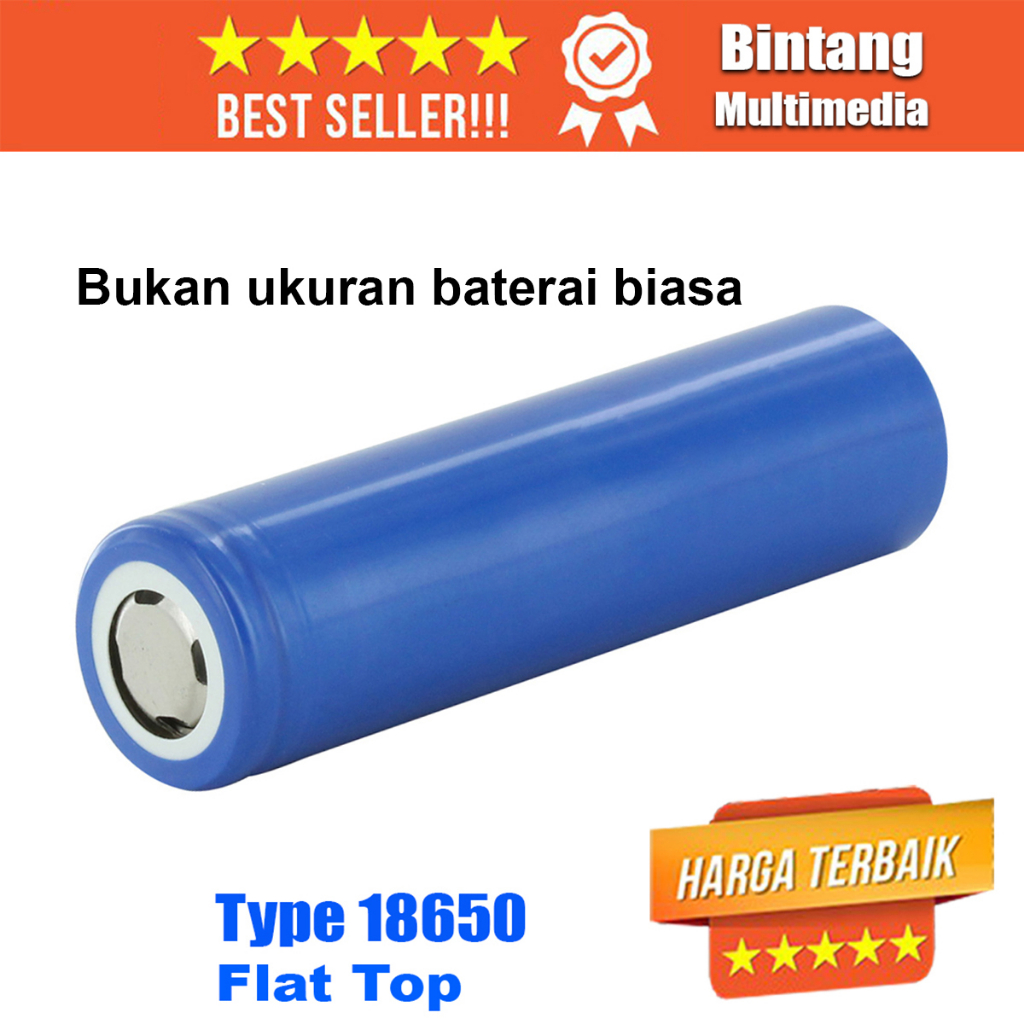 Jual Baterai Cas 18650 Real 1200 mAh Flat Top 3.7 Volt Baterei Senter ...