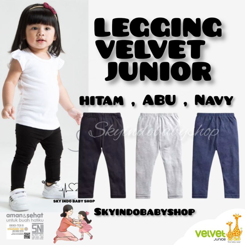 Jual Velvet Junior | Legging | Motif Warna Polos Cotton | Uk 3 Bulan ...