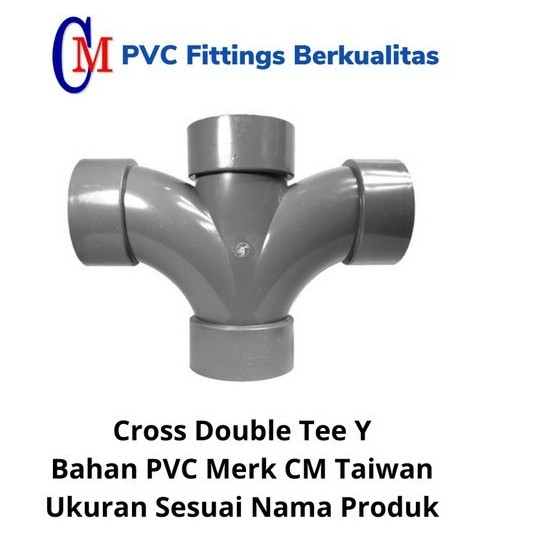 Jual double tee way Cross TY 4" x 3" inch PVC D CM Taiwan pvc | Shopee ...