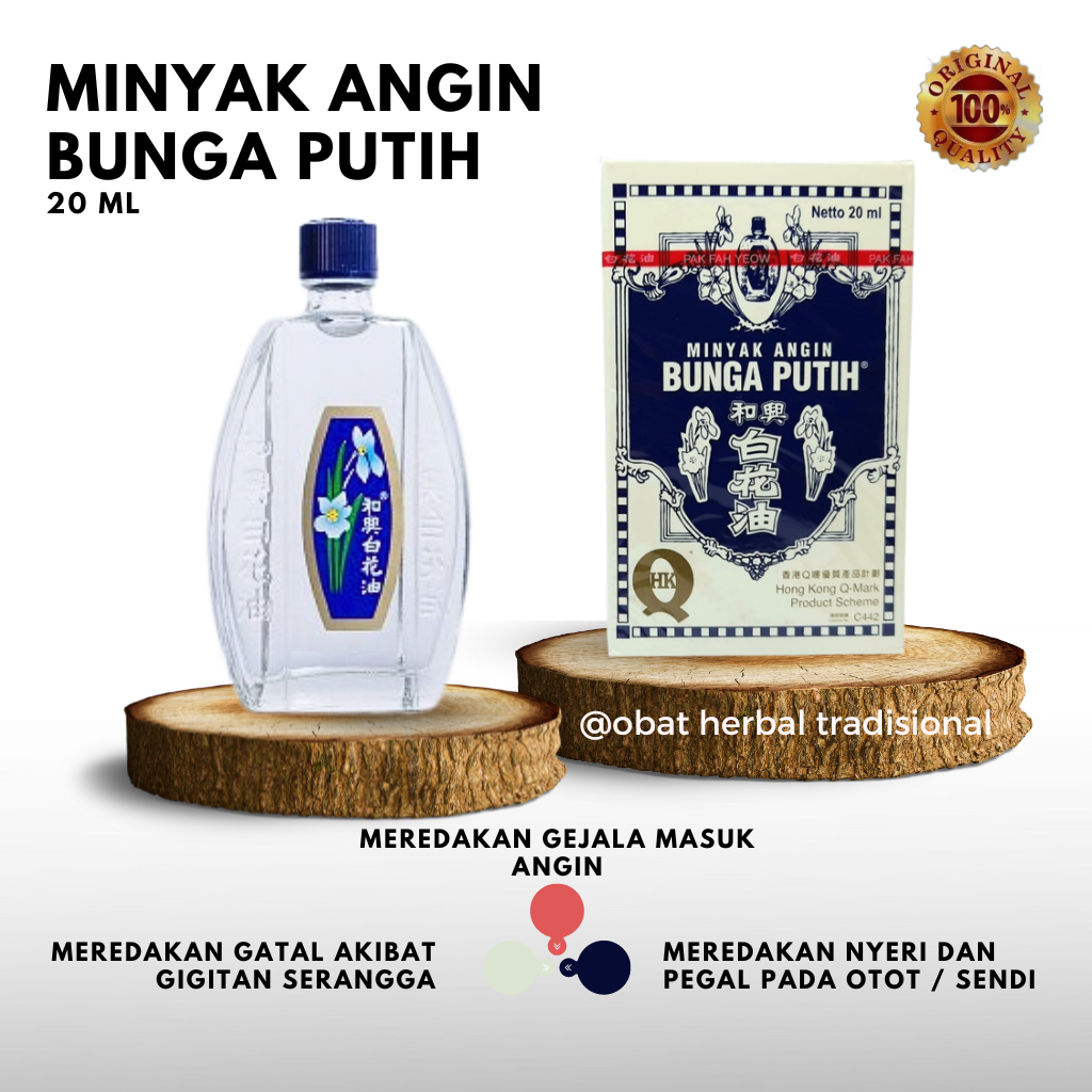 Jual MINYAK ANGIN BUNGA PUTIH 20 ML KEMASAN BIRU Minyak angin serbaguna ...